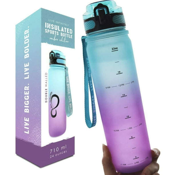 Live Infinitely Insulated Water Bottle with Time Marker BPA-Free 24 Oz ...