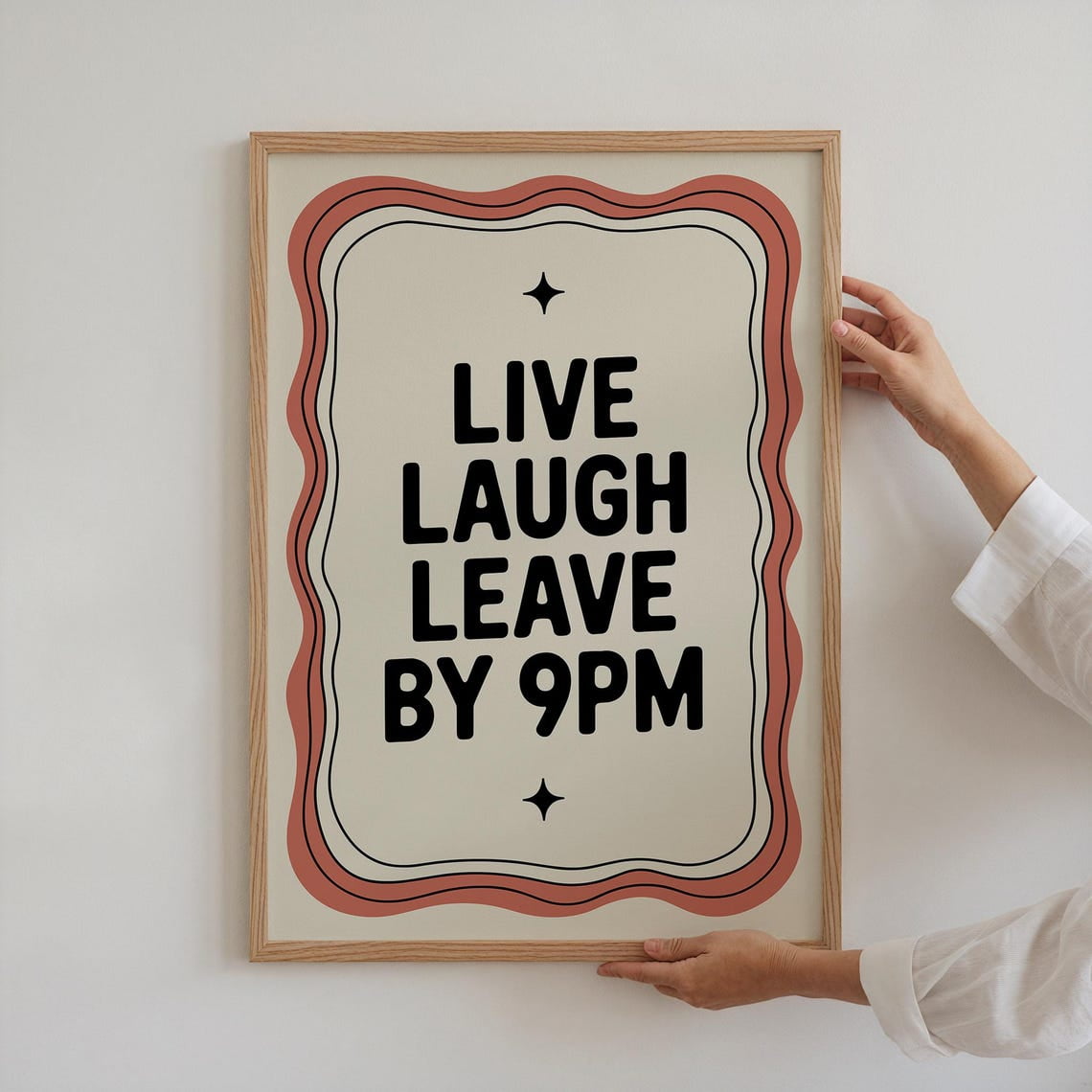 Live Laugh Leave By 9Pm Print, Retro Aesthetic Poster, Apartment Decor ...