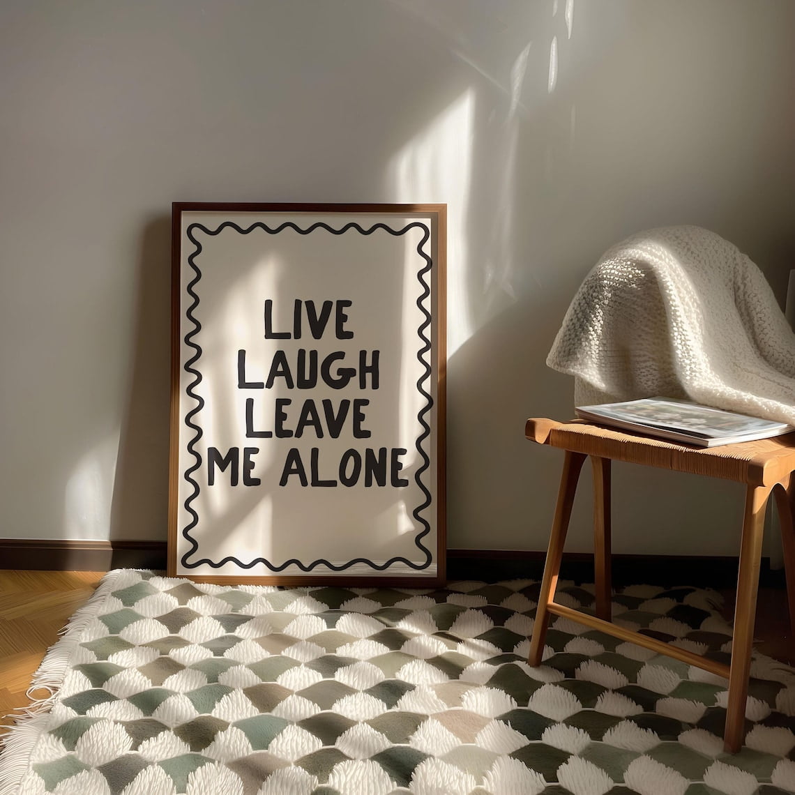 Live Laugh Leave Me Alone Poster, Hand Drawn Neutral Art, Boho Poster ...