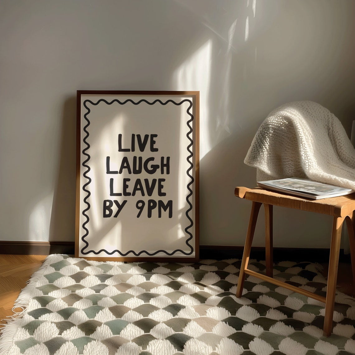 Live Laugh Leave By 9Pm Poster, Hand Drawn Neutral Art, Boho Poster ...
