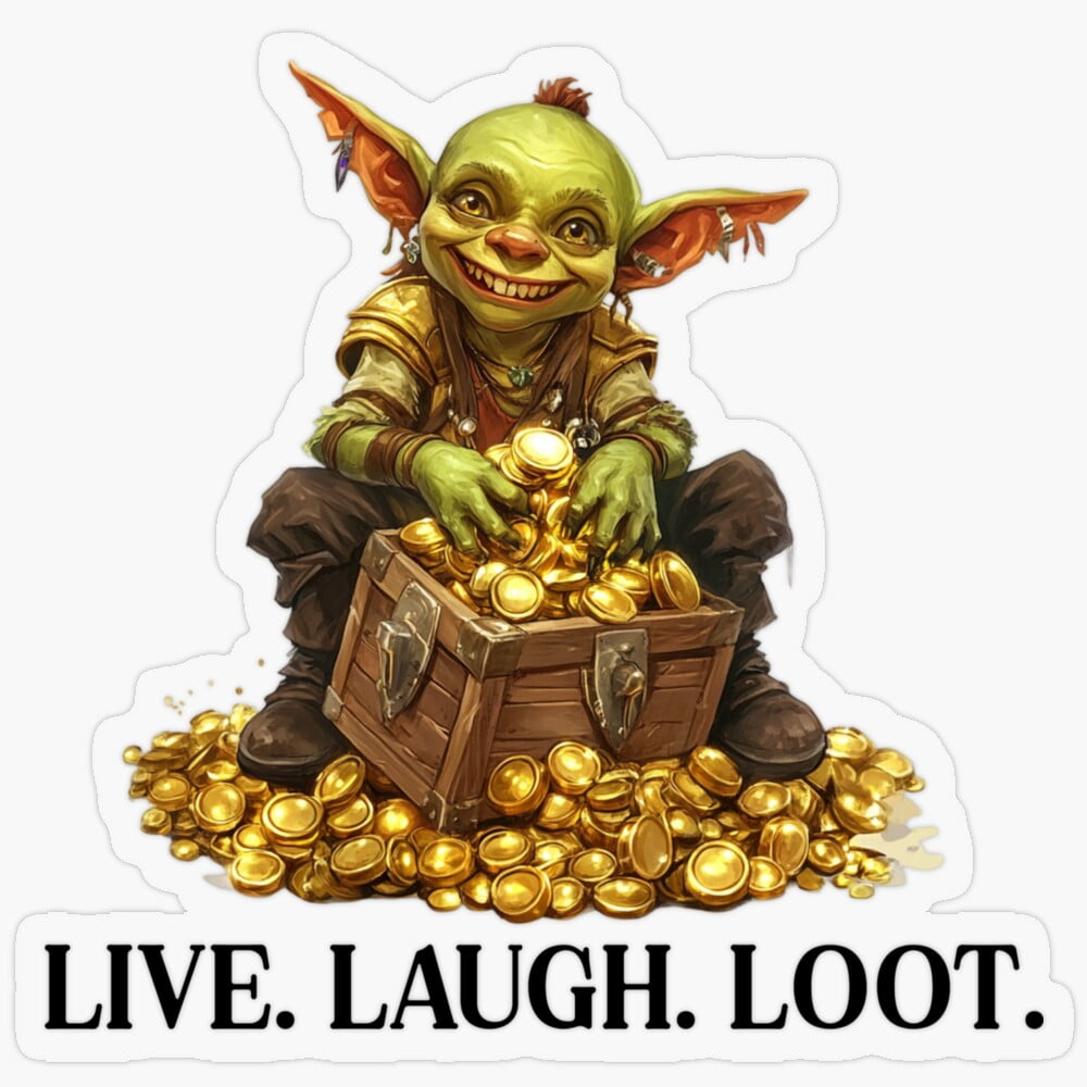 Live Laugh Loot Goblin Transparent Stickerphone Decal Water Bottle ...