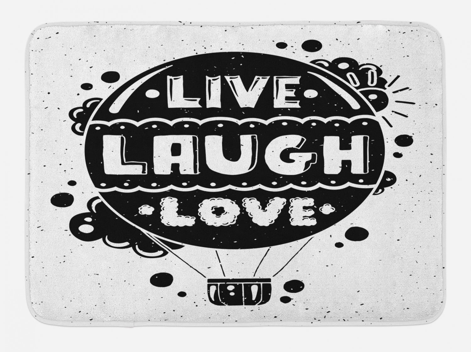 Live Laugh Love Bath Mat, Air Balloon Clouds Sun Cute Hipster ...