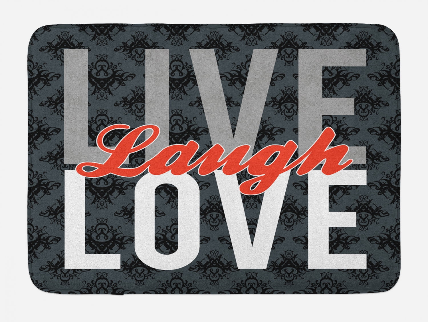 Live Laugh Love Bath Mat, Different Typed Words of Wisdom Victorian ...