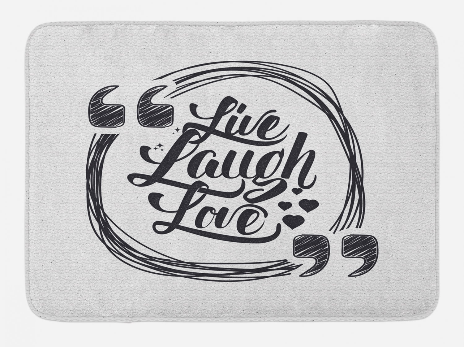 Live Laugh Love Bath Mat, Grunge Stylized Modern Lifestyle Phrase ...