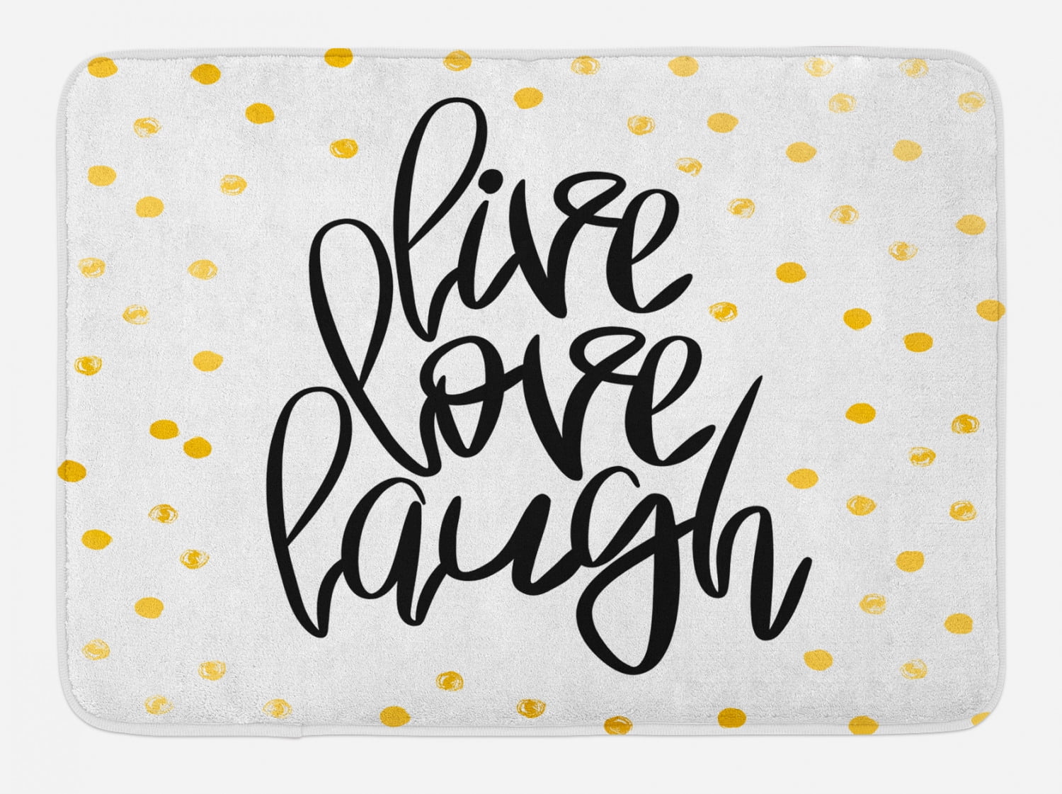 Live Laugh Love Bath Mat, Stylized Hand Lettering on Dotted Backdrop ...