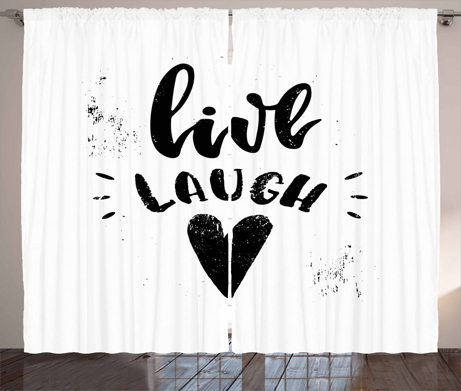 Ambesonne Live Laugh Love Curtains 2 Panel Set, Retro Message, 108" x ...