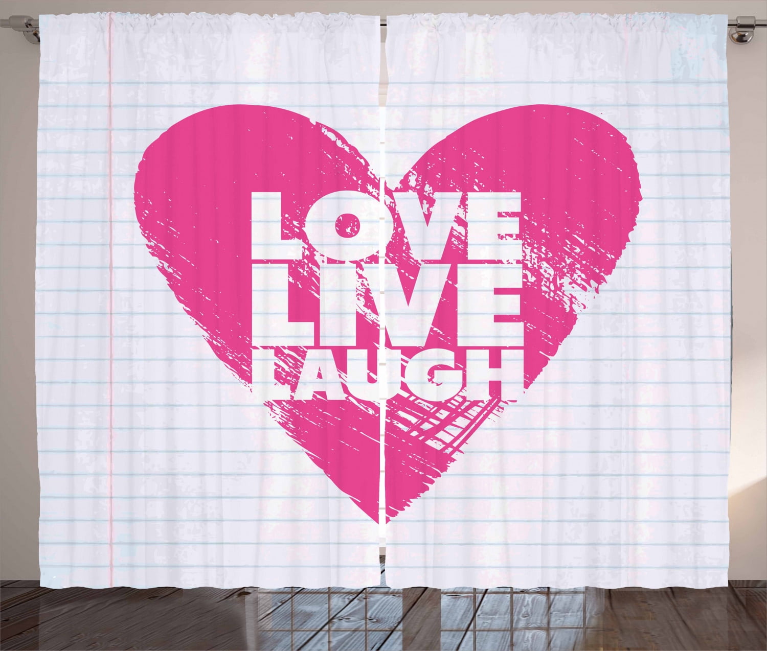 Ambesonne Live Laugh Love Curtains 2 Panel Set, Notebook Words, 108" x ...