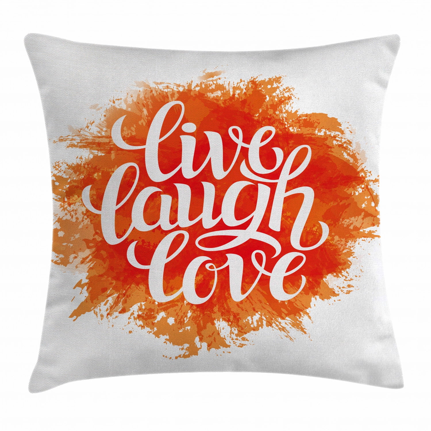 Live Laugh Love Decor Throw Pillow Cushion Cover, Hand Drawn Cheerful ...