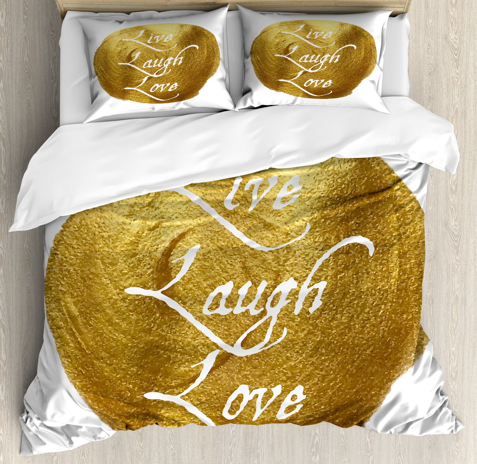 Live Laugh Love Duvet Cover Set, Inspirational Words Life Message on a ...