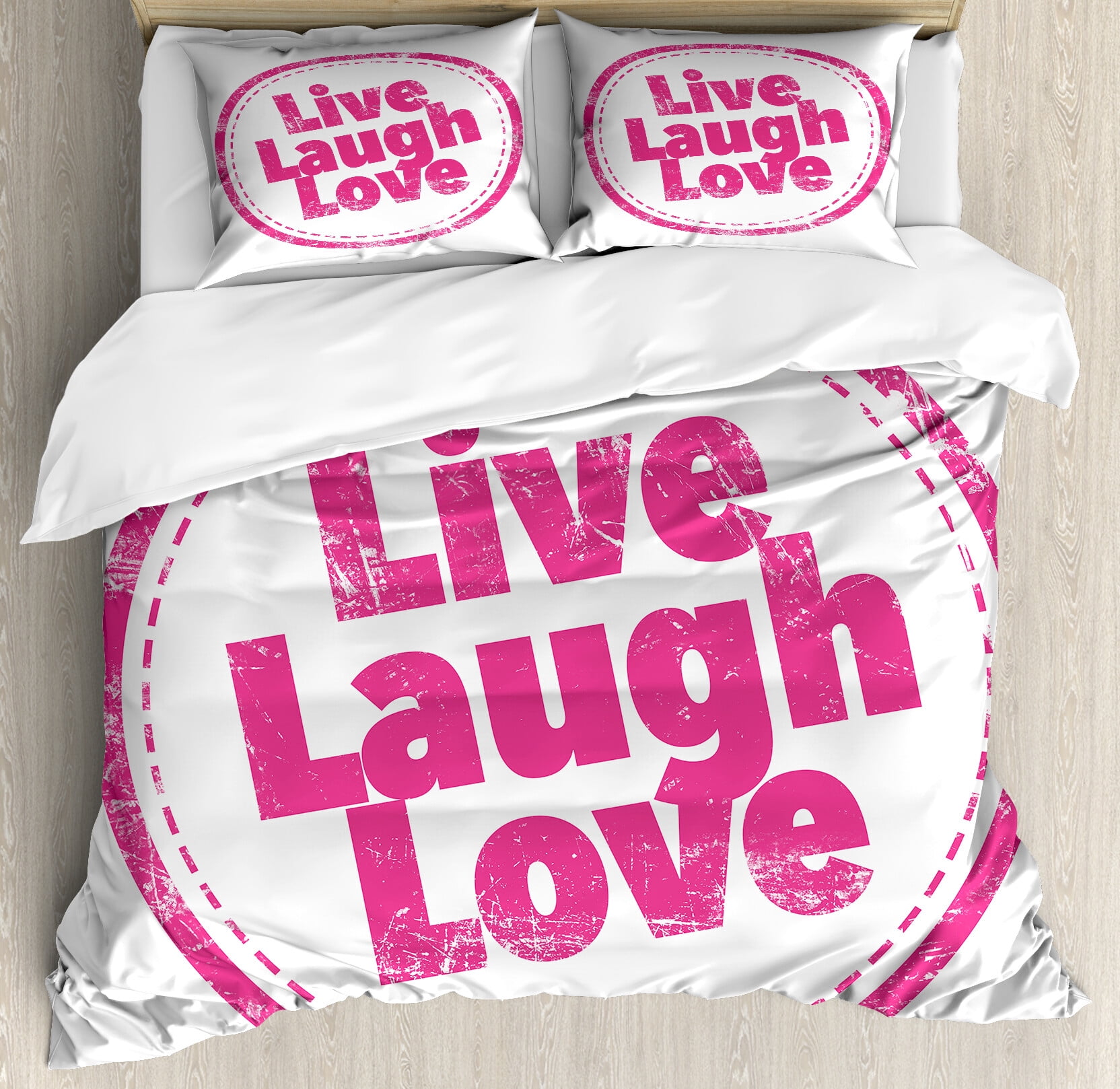 Live Laugh Love Duvet Cover Sets, Lifestyle Stamp Grunge Retro Art ...