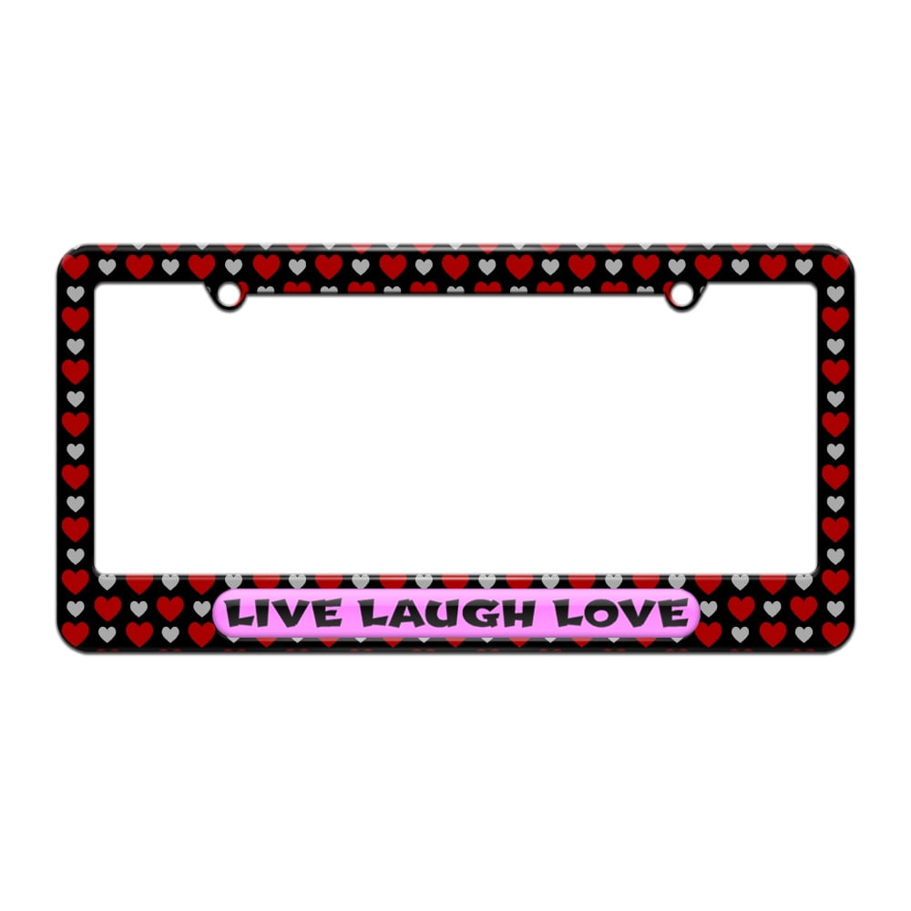 Live Laugh Love - License Plate Tag Frame - Hearts Love Design ...