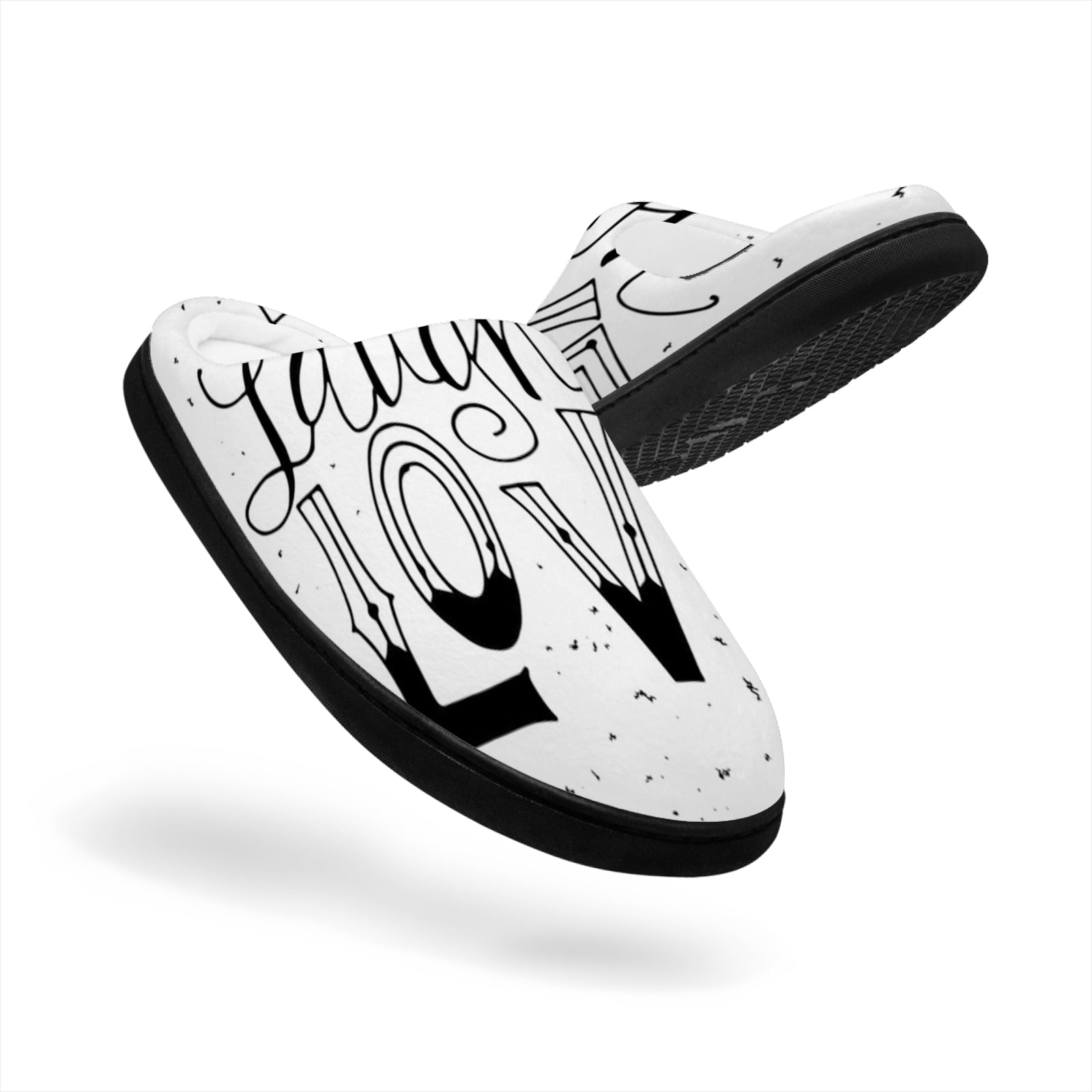 Live Laugh Love Print,Womens Slippers Slip-On,Words Hand Drawn Style ...