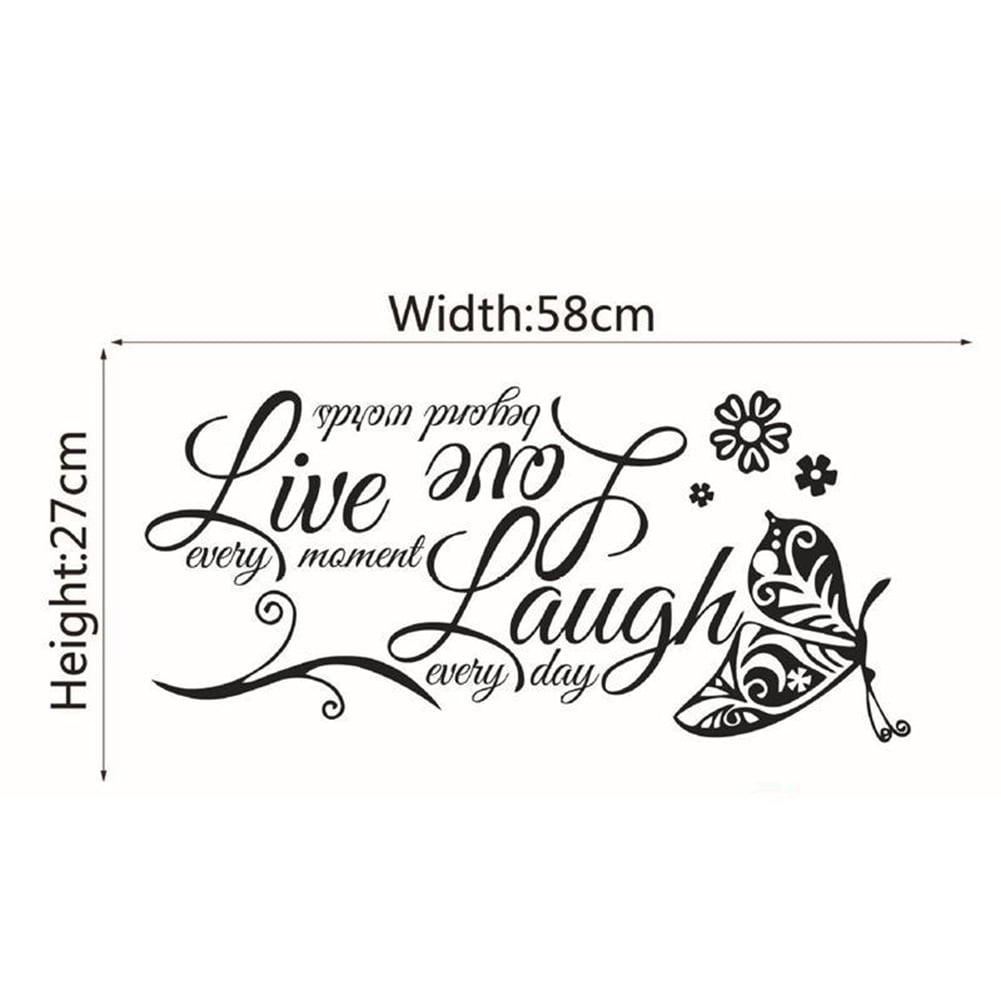 Live Laugh Love Quotes Butterfly Wall Art Stickers Living Room Decal ...