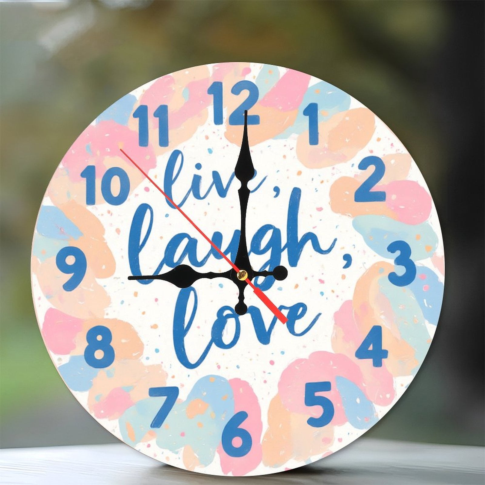 Live Laugh Love Wall Clock Pastel Colors Home Decor 10-Inch Silent ...
