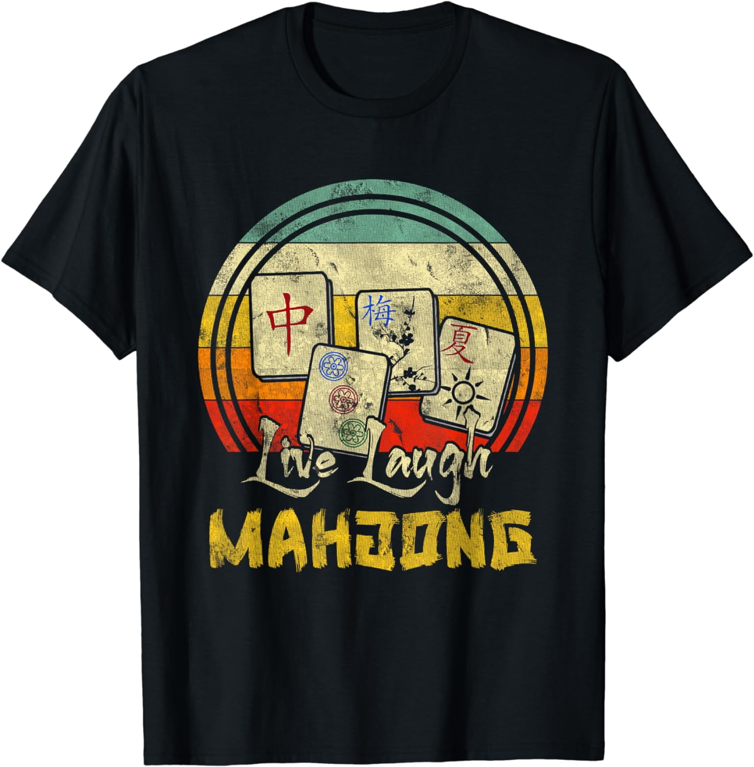 Live Laugh Mahjong Retro Mah Jongg Chinese Game Tiles T-Shirt - Walmart.com