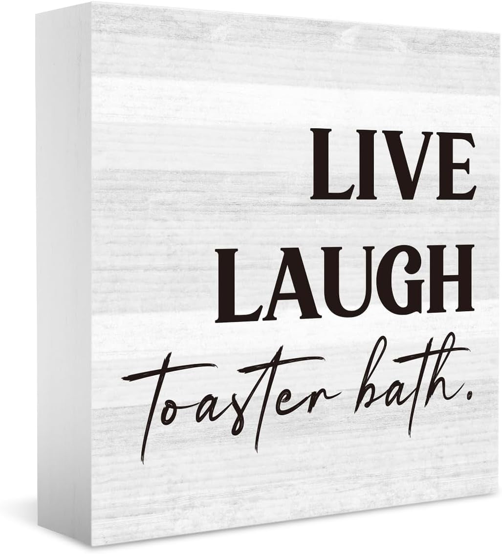 Live Laugh Toaster Bath Sign - Half Bathroom Toilet Humor Decor- Dark ...