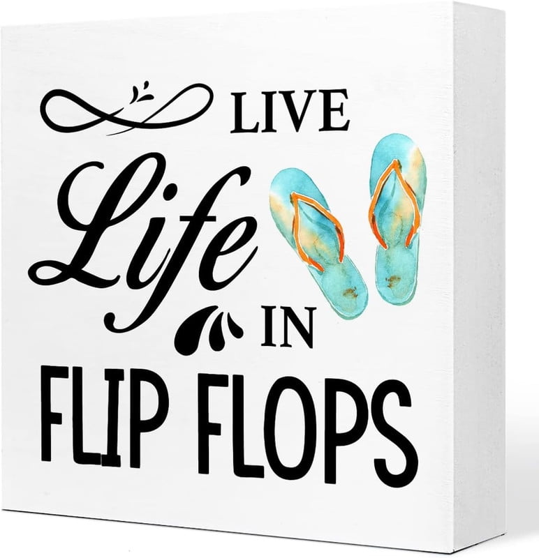 Live Life In Flip Flops Beach Wooden Plaque Sign Desk Decor,Beach Theme ...