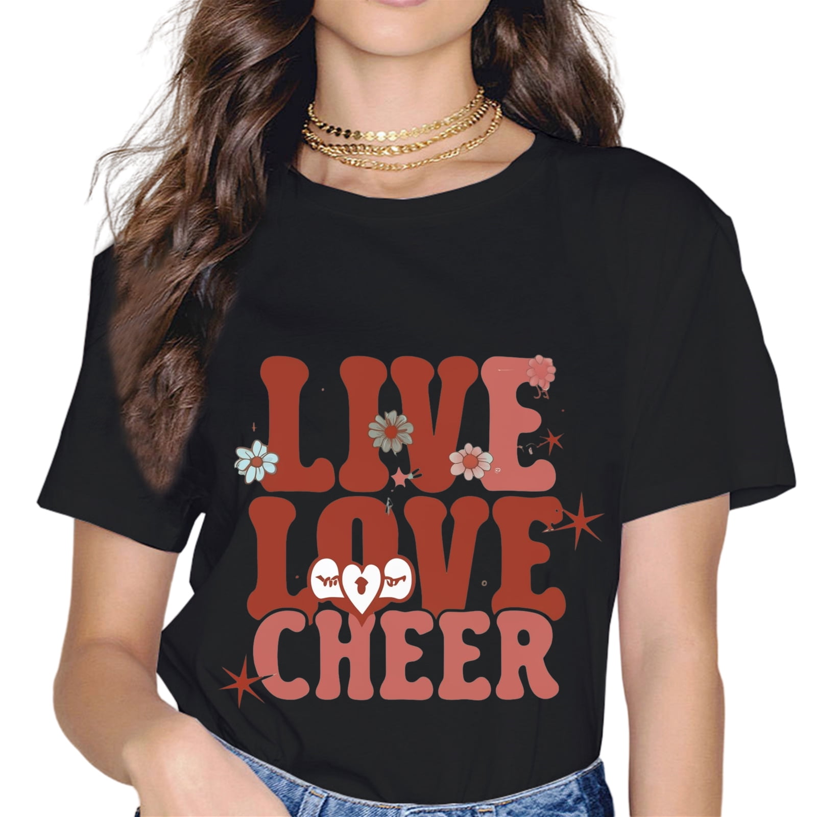 Live Love Cheer Girl Cheerleading Cheerleader Women Cheer T-Shirt ...