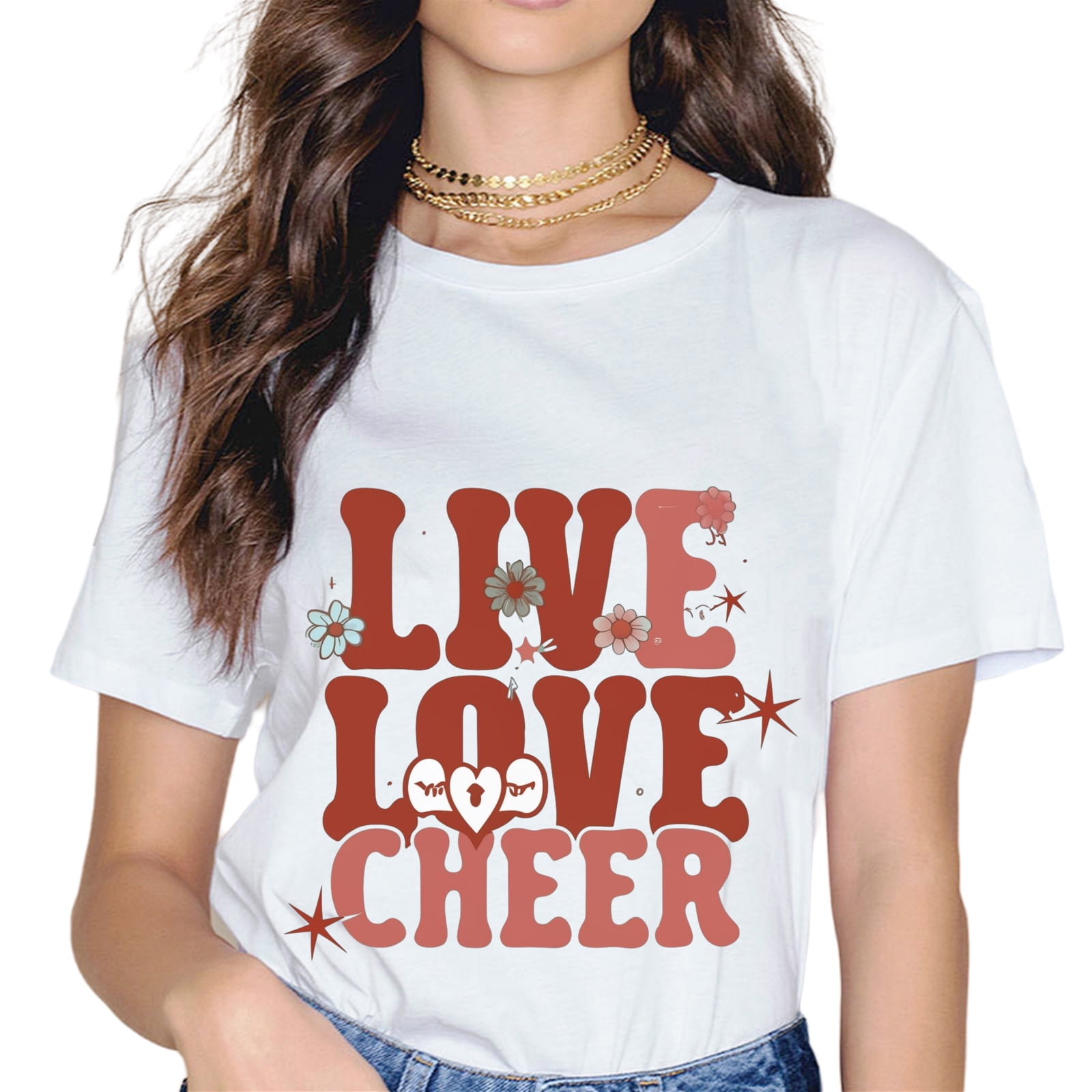 Live Love Cheer Girl Cheerleading Cheerleader Women Cheer T-Shirt ...