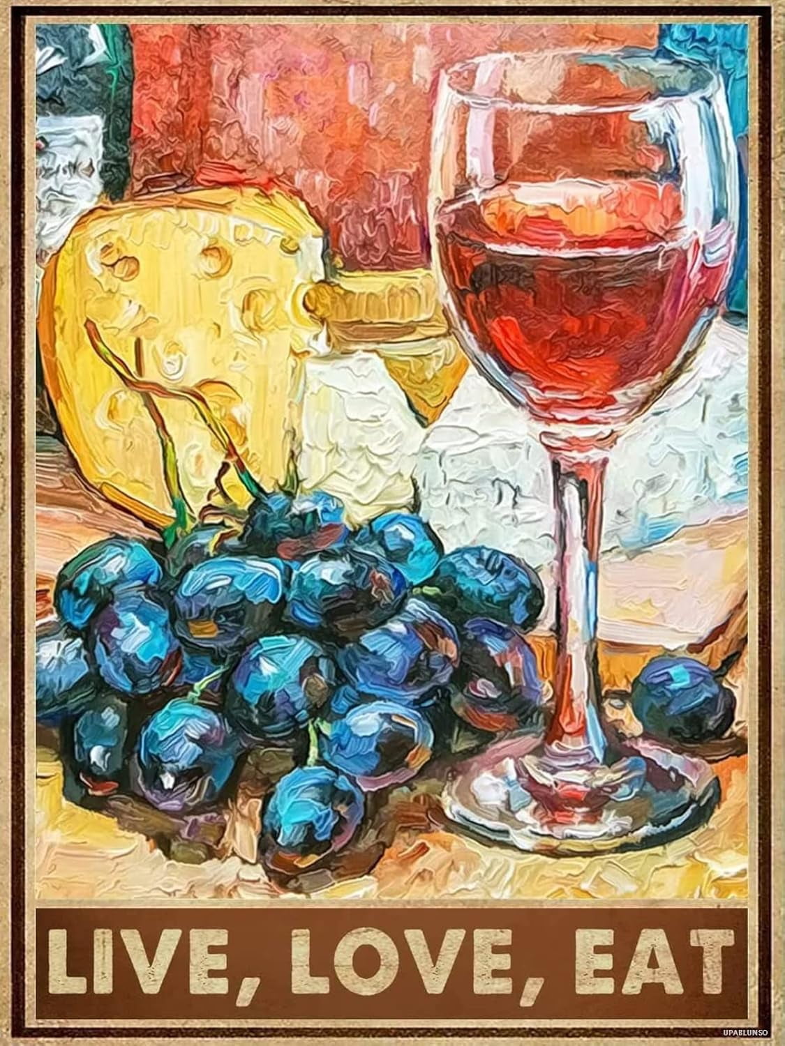Live, Love, Eat Grapes Wine Cheese Food Picture DIY Paint By Numbers ...