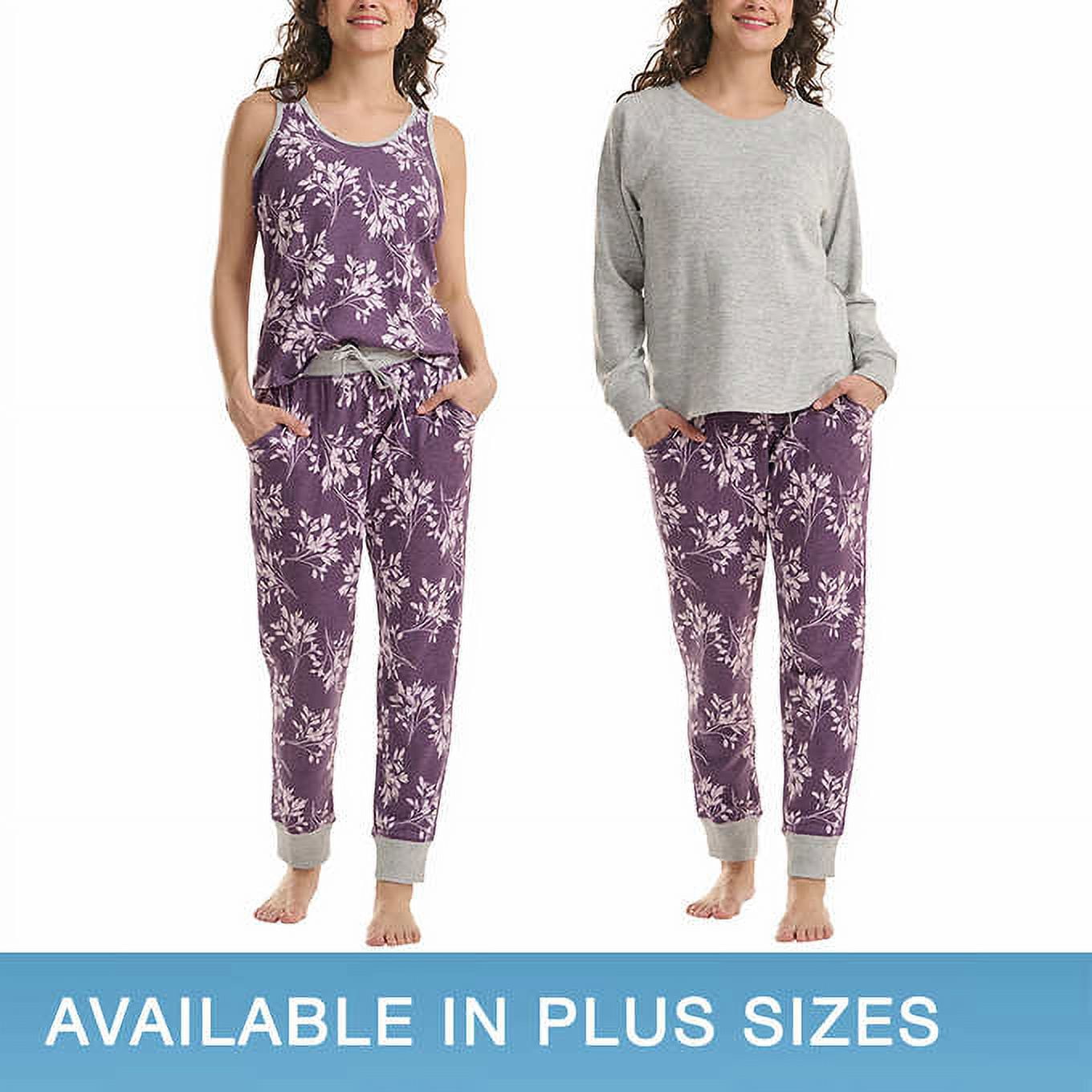 Karen Neuburger Women's 3-Piece Printed Soft Pajama Lounge Set (Purple ...