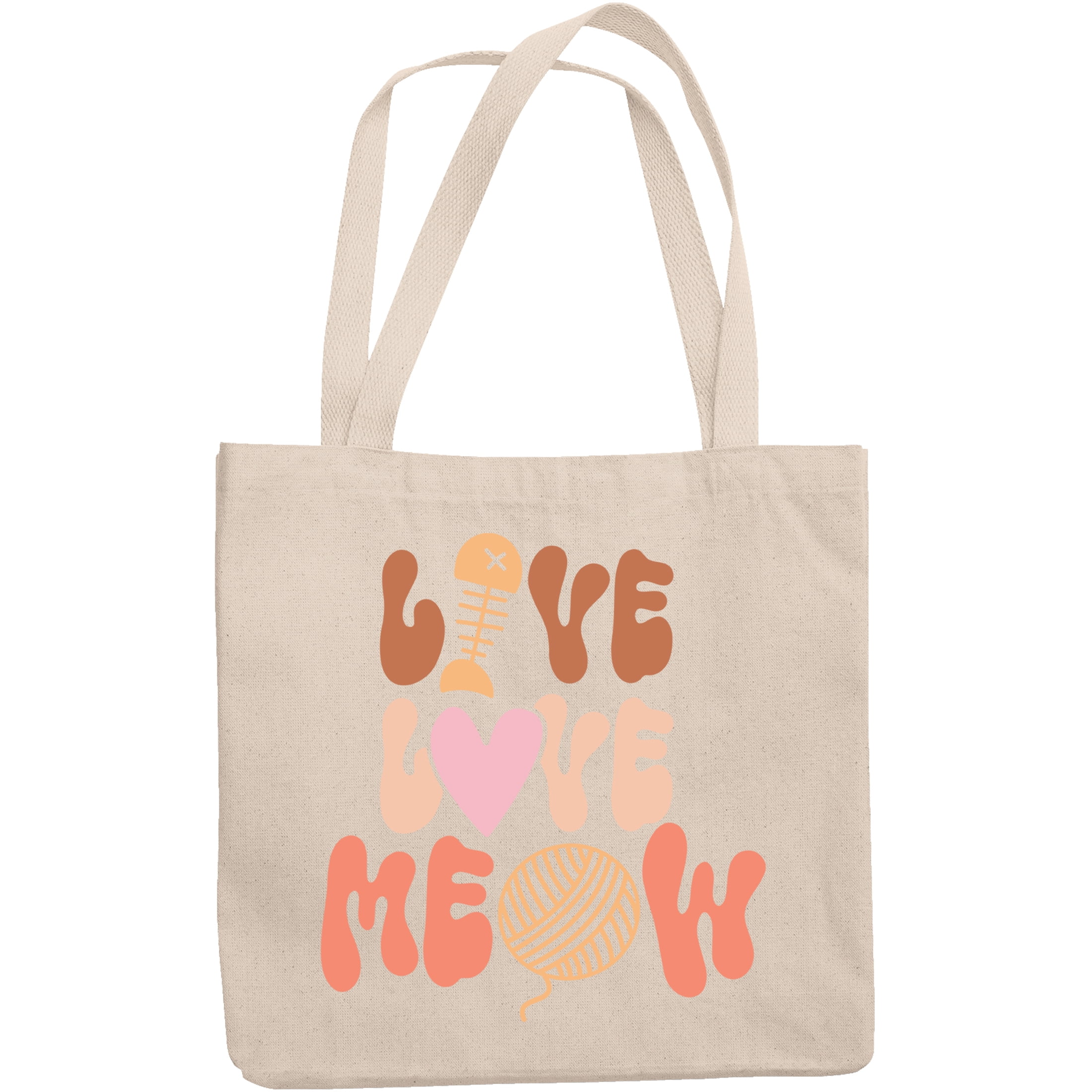 Live Love Meow with a Fishbone, Heart & Yarn, Cat Lover Art Merch Gift ...