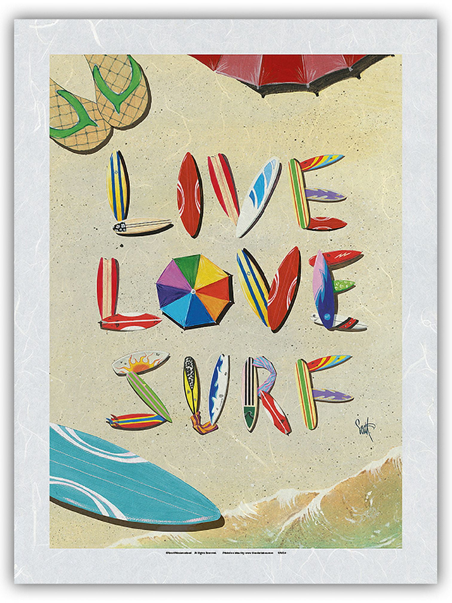 Live Love Surf - Beach Sand Surfboard Art - From an Original Color ...