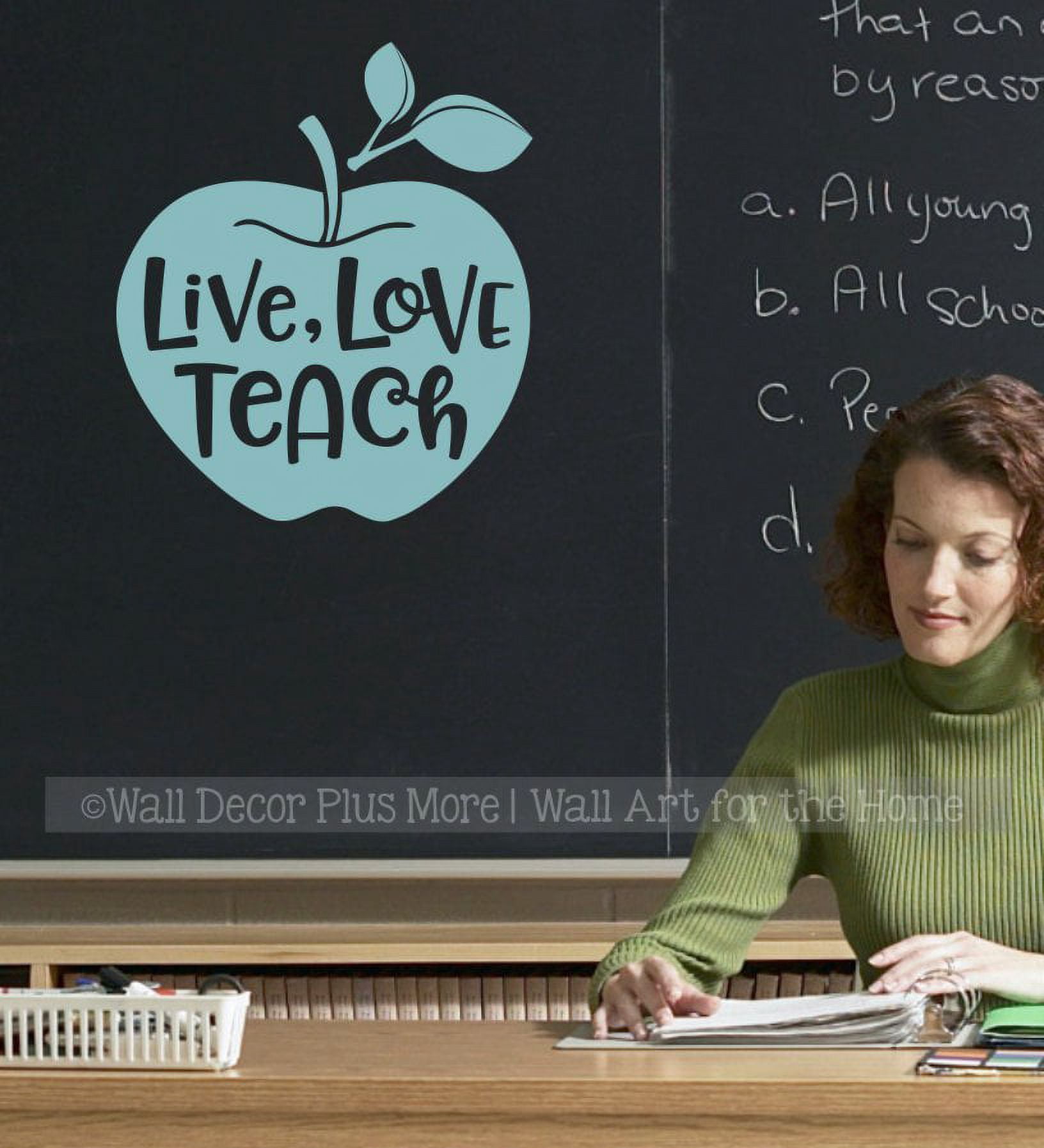Live Love Teach Apple Classroom Wall Decor Quote Vinyl Sticker Decal ...