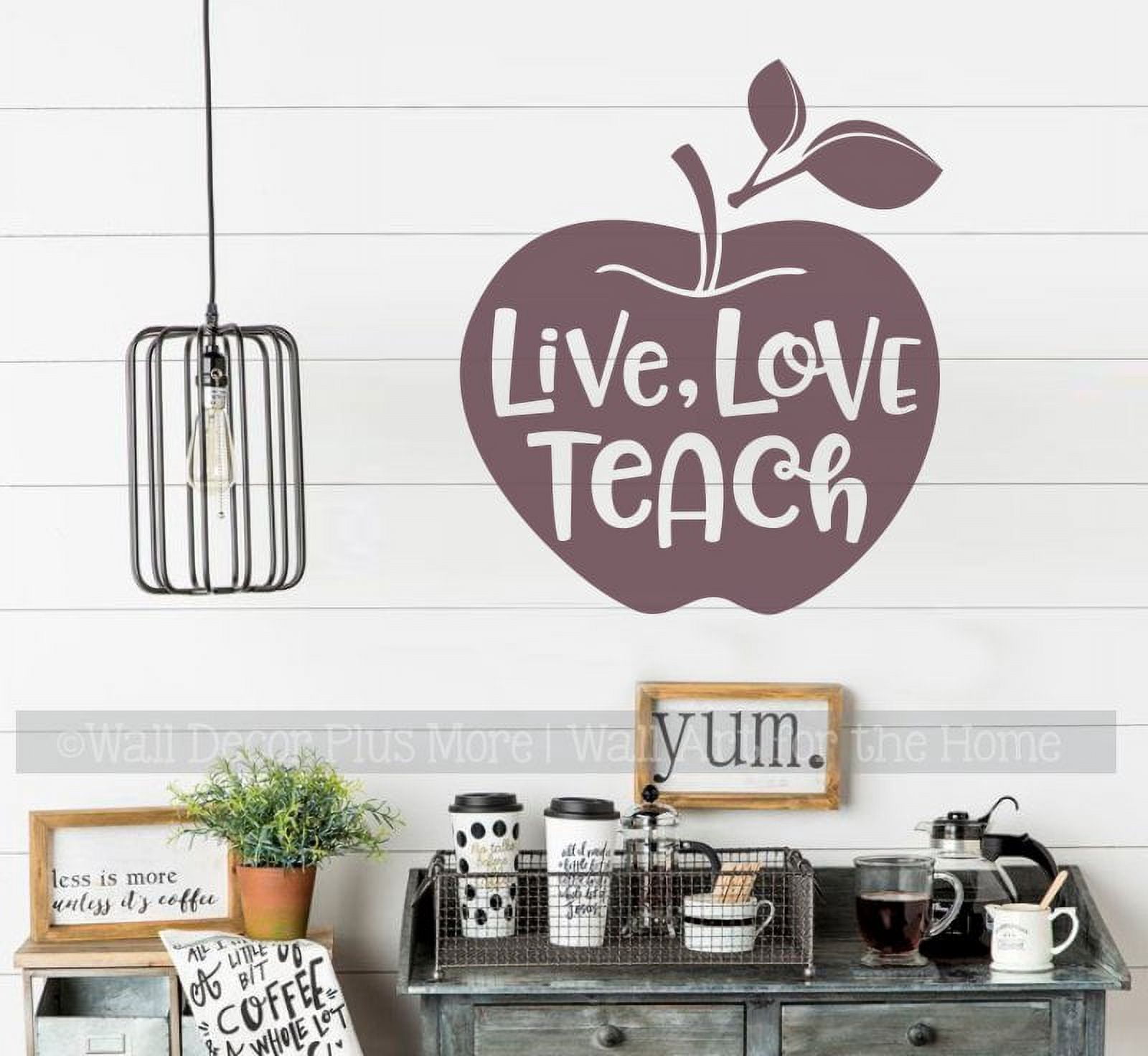 Live Love Teach Apple Classroom Wall Decor Quote Vinyl Sticker Decal ...
