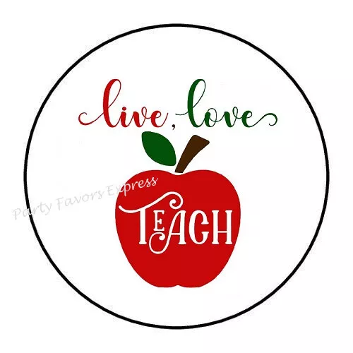 Live Love Teach Teacher Apple Sticker Party Favors Sticker Envelope ...