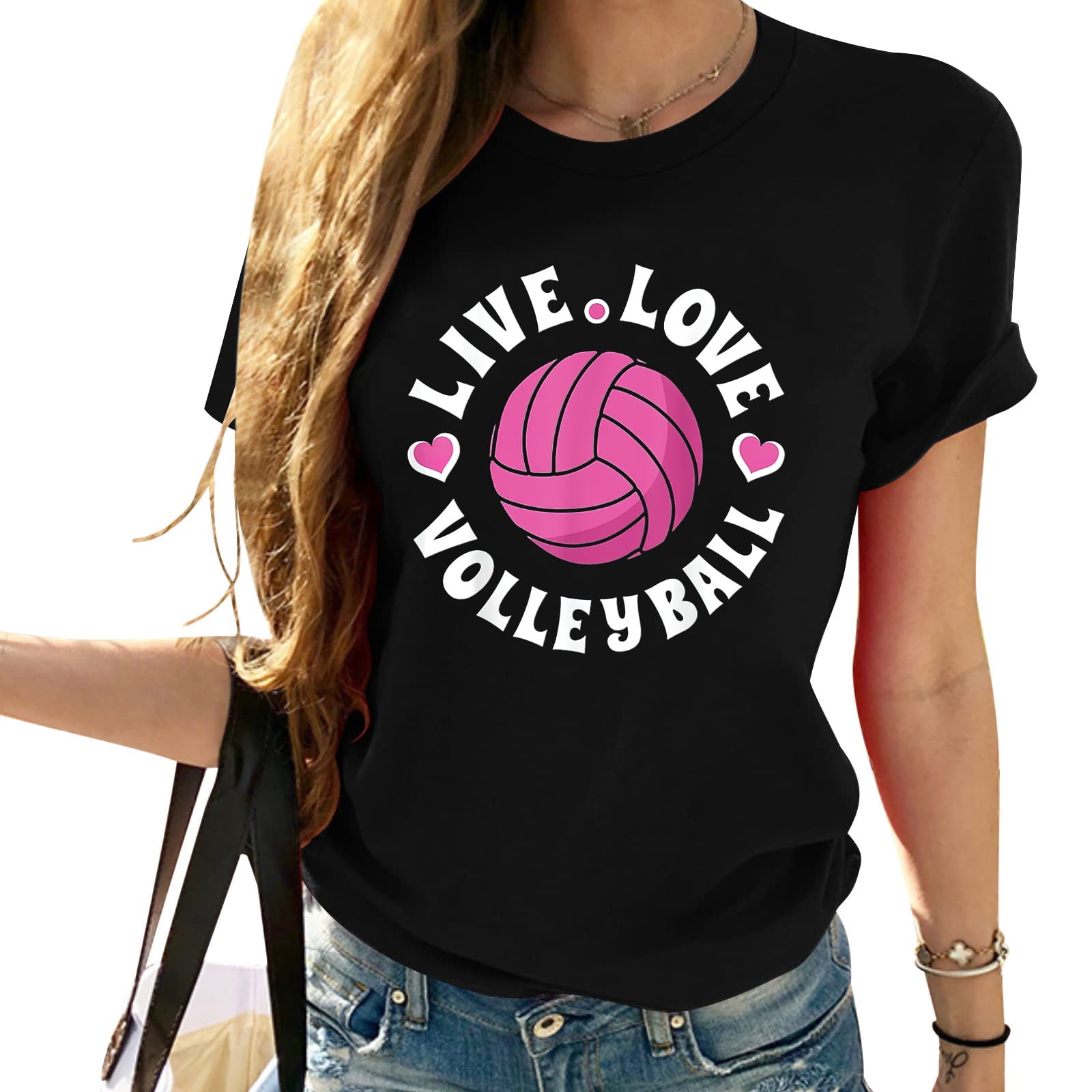 Live Love Volleyball TShirt For Women Girls Volleyball Fan T-Shirt ...