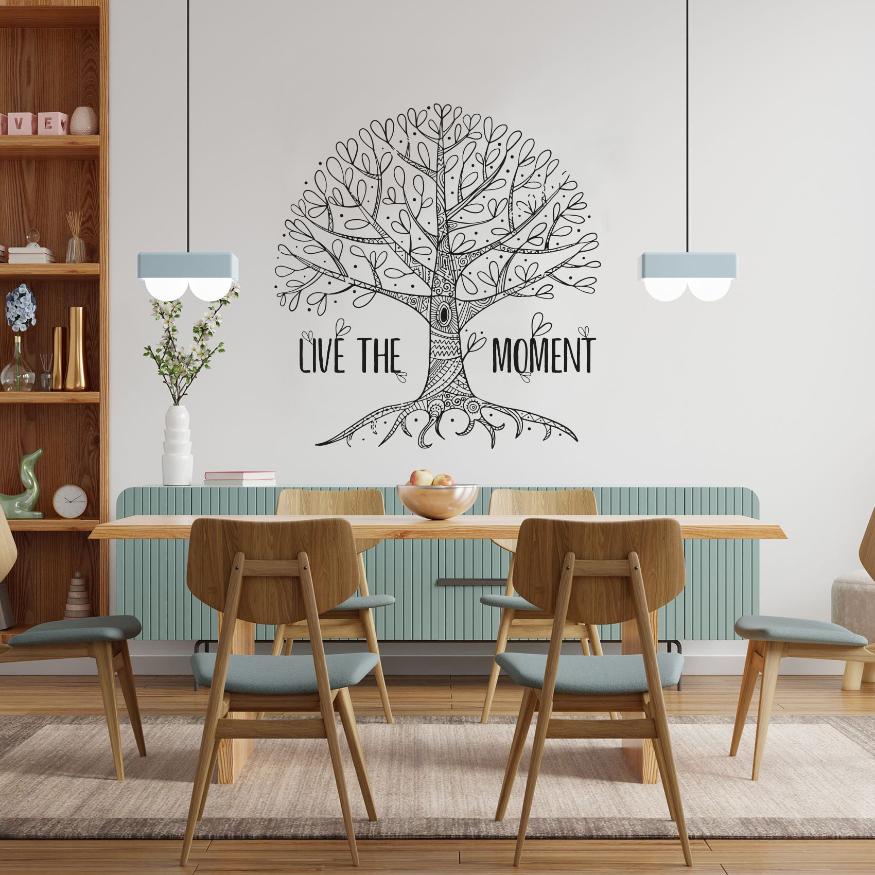 Live The Moment - Aztec Pattern Tree Silhouette Drawing Art Decor ...
