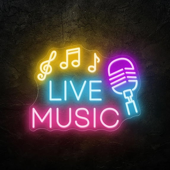 Live Music Neon Sign, Studio Lights, DJ Sign, Fall Decor, Recording ...