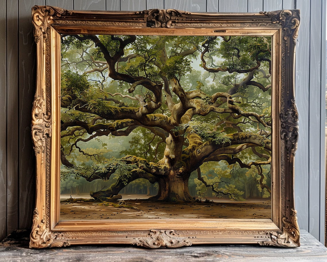 Live Oak Art Poster Angel Oak Wall Art Cottagecore Tree Poster Oak Tree ...