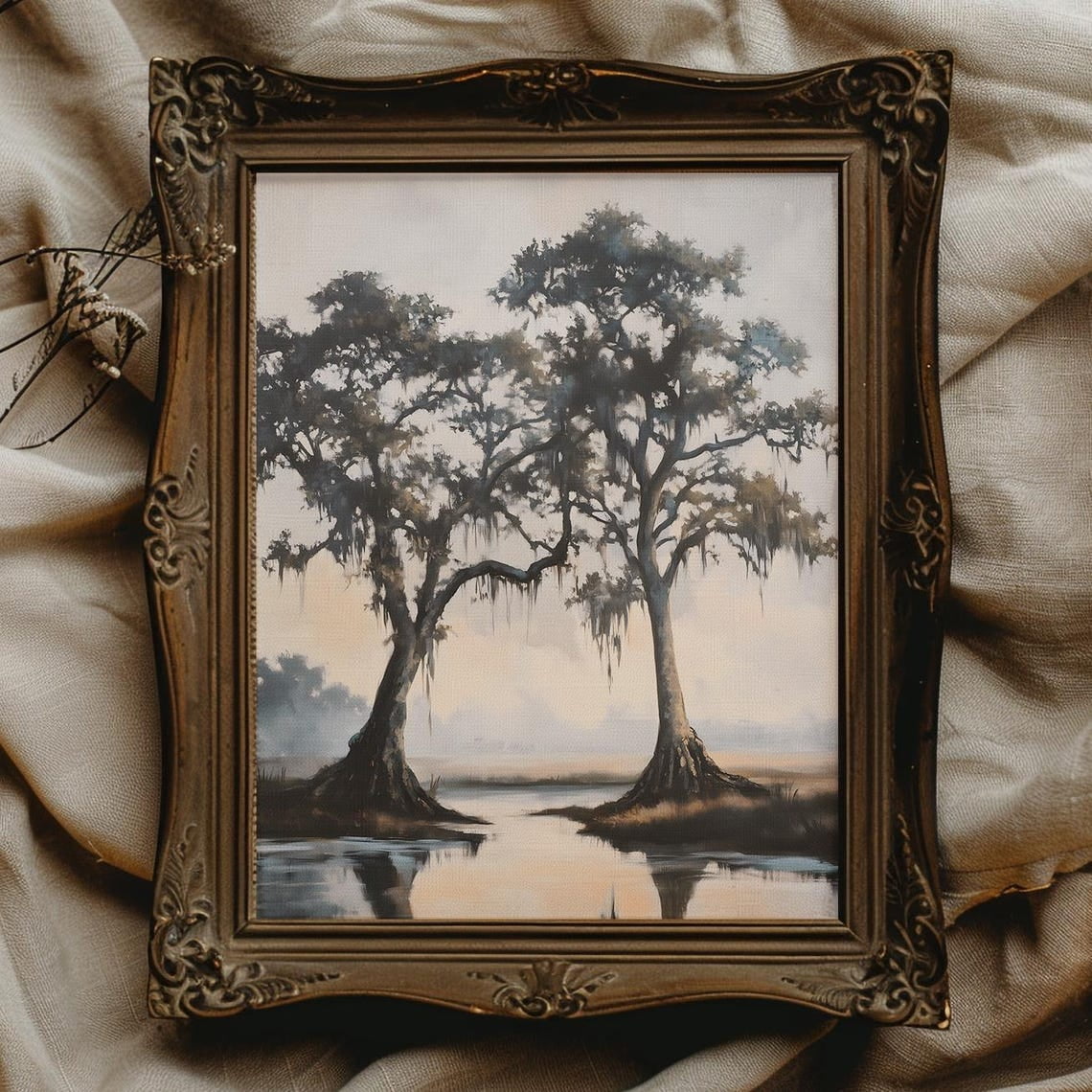 Live Oak Tree Poster Southern Wall Decor Coastal Cottage Wall Art ...