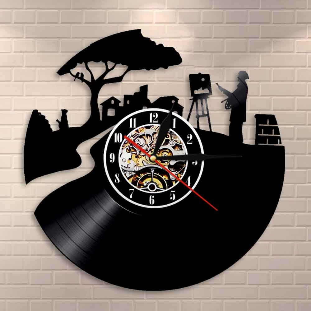 Live Painting Wall Art Wall Clock Painting Artist Vinyl Record Wall ...