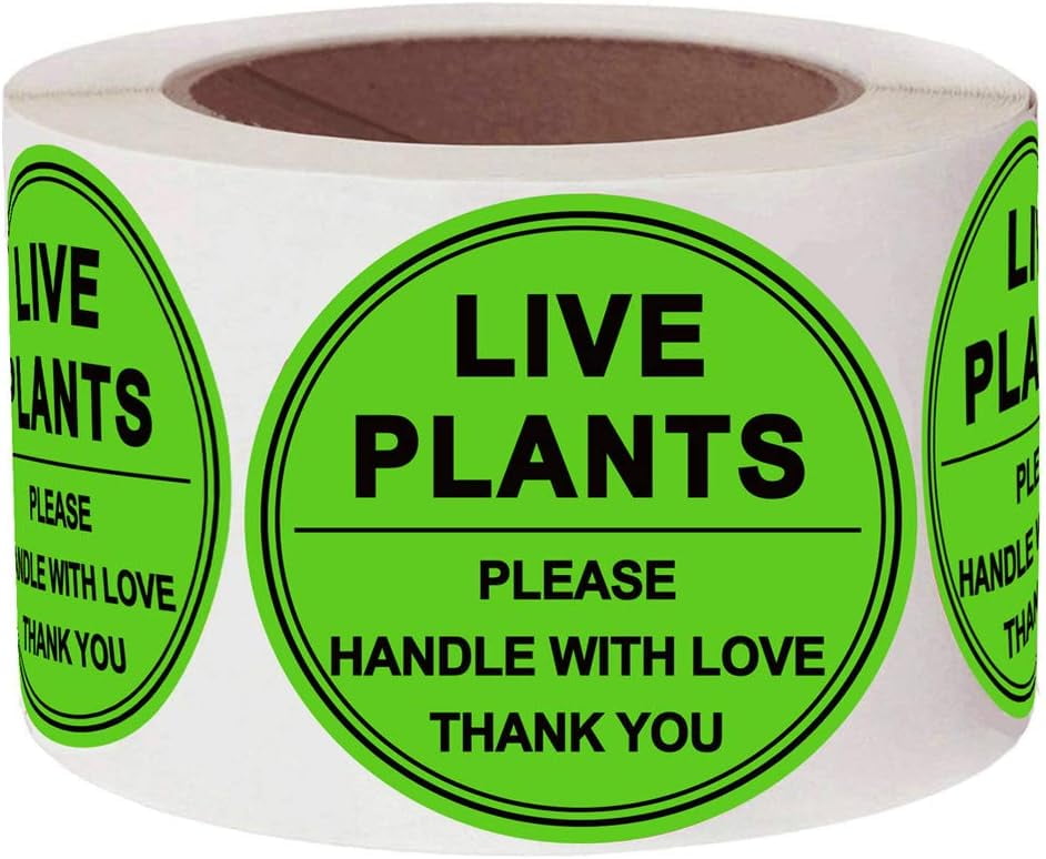 Live Plants Handle with Love Stickers 2 Inch Green Fragile Handling ...