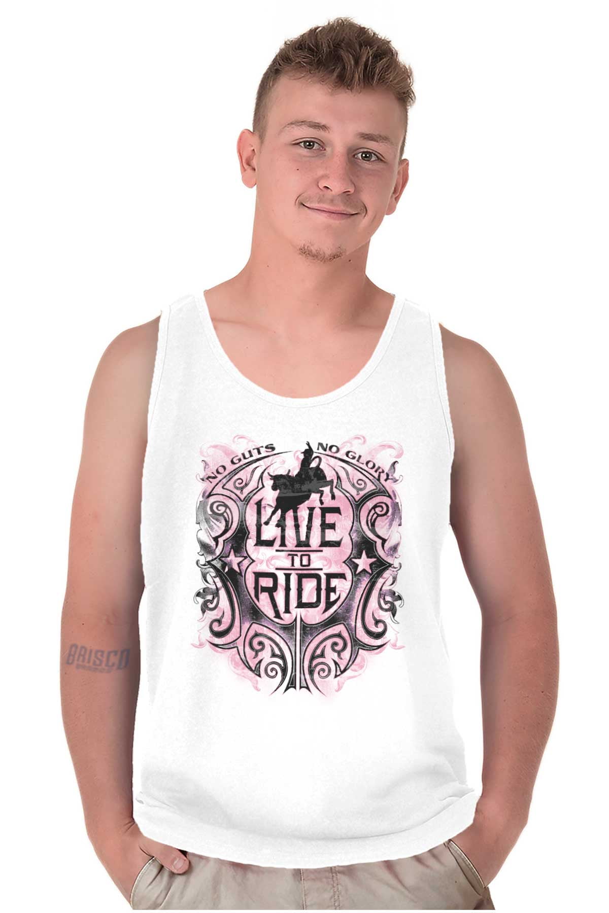 Live Ride Rodeo American Cowboy Tank Top Sleeveless Tee Men Brisco ...