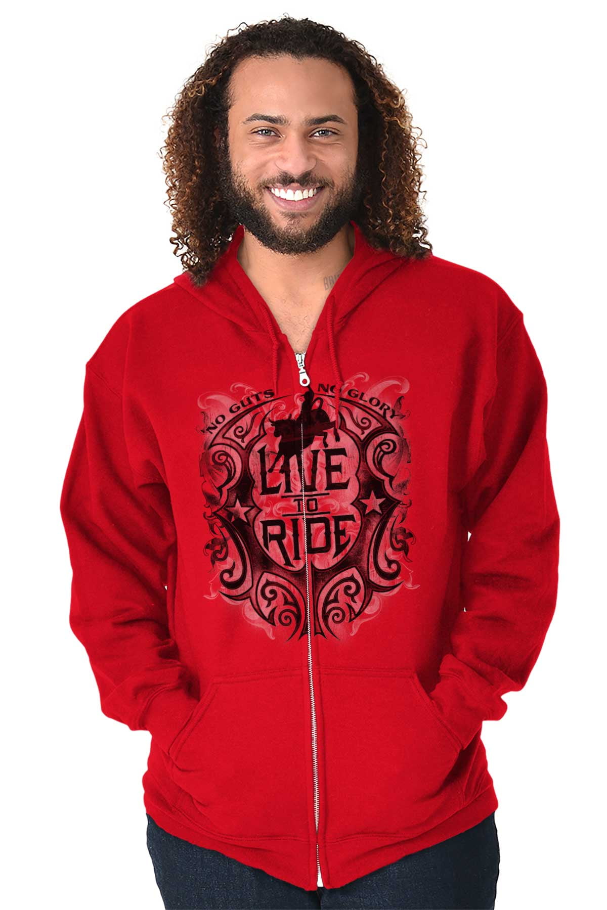 Live Ride Rodeo American Cowboy Men Big & Tall Zip Hoodie Brisco Brands ...