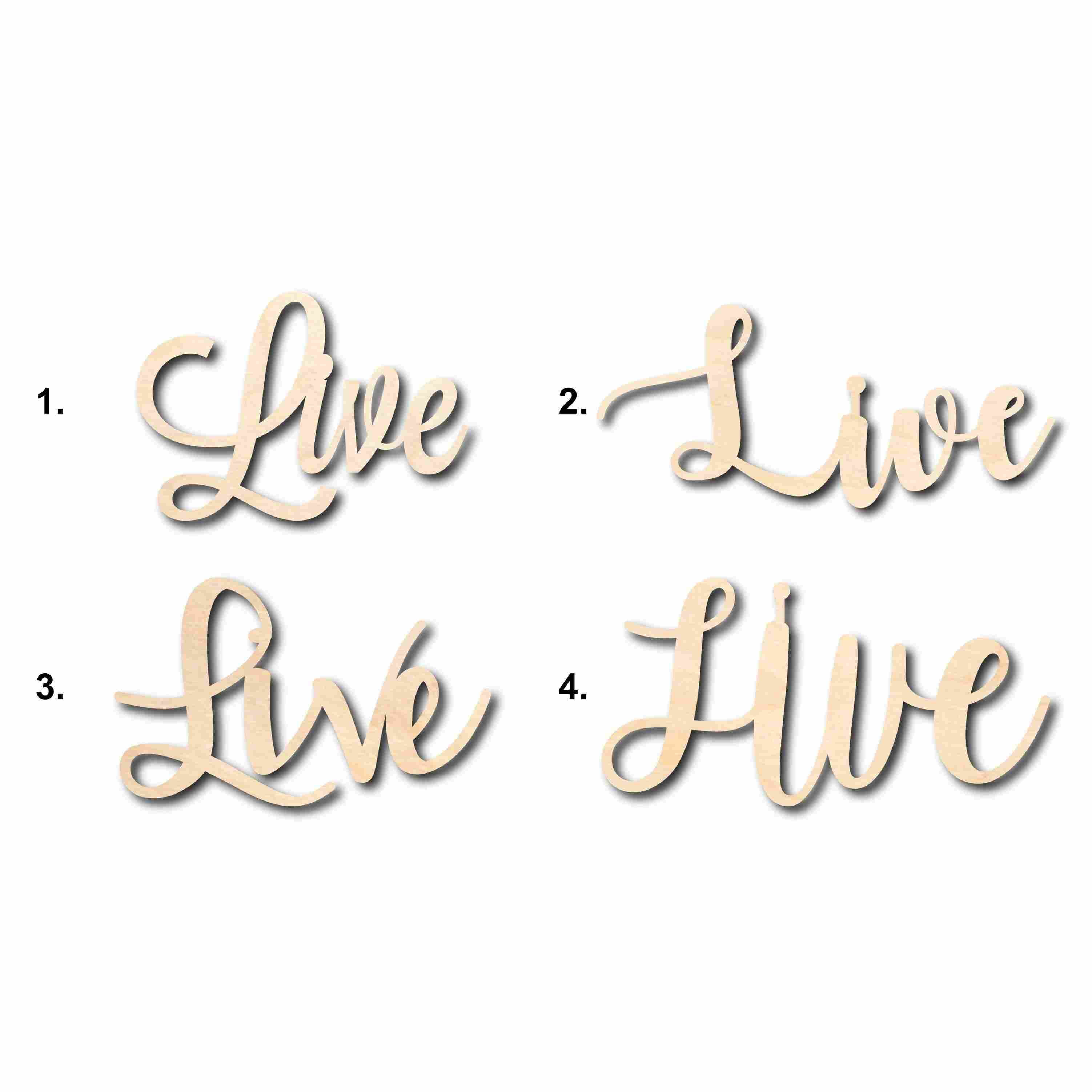 Live Sign Unfinished Wood Cutout Home Decor DIY Option 1- 12" Wide / 1/ ...