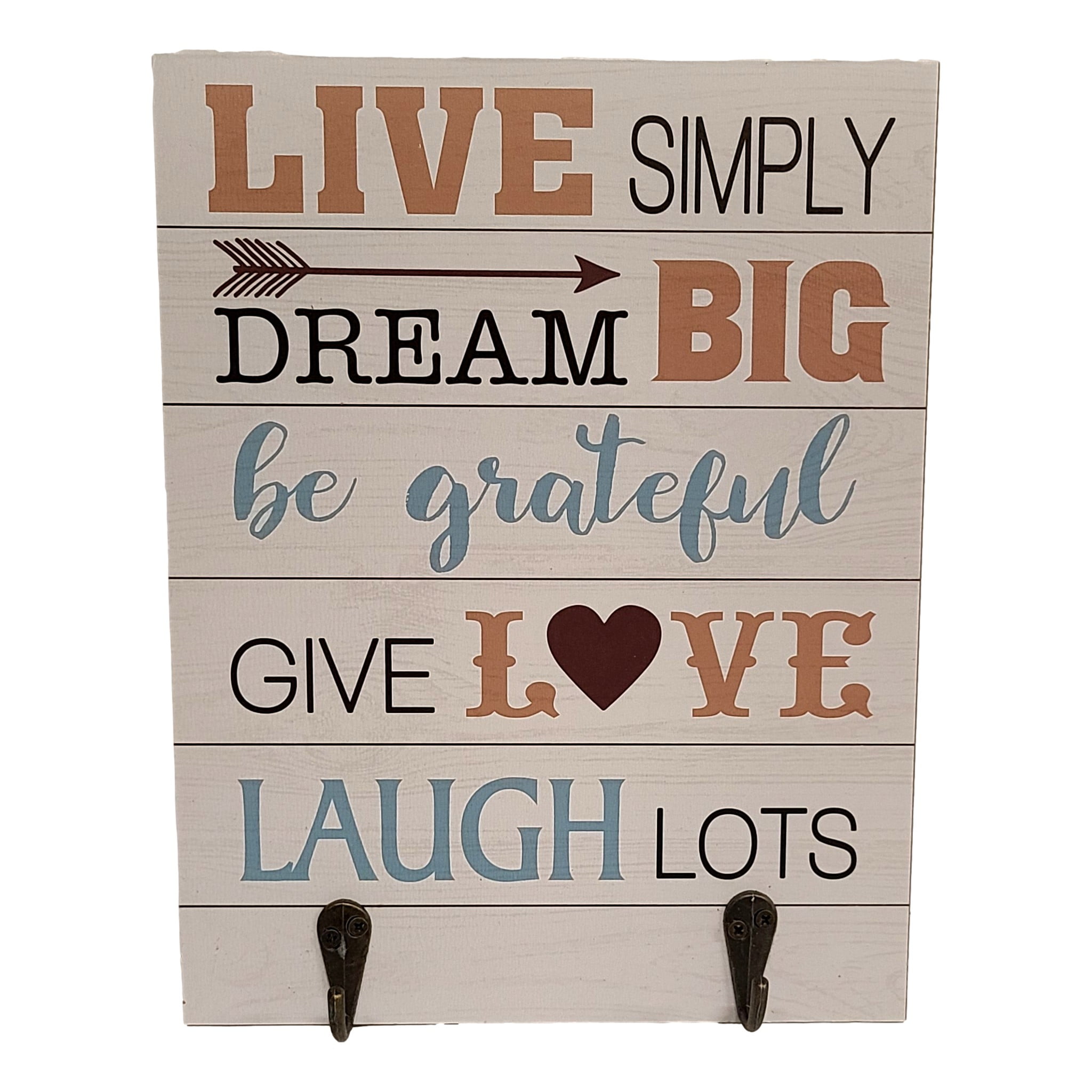 Live Simple Dream Big Inspirational Wall Plaque with Key Hooks 10 x 9 ...