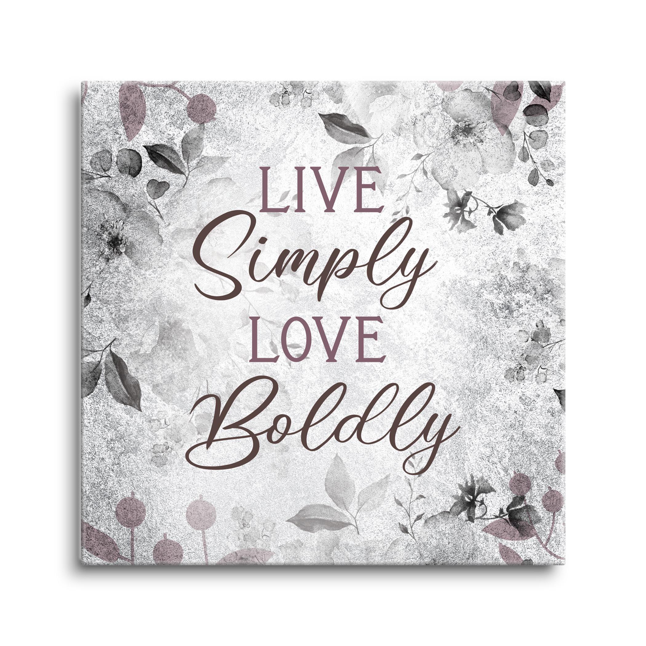 Live Simply Love Boldly Speckled Grey 12 x 12 Glass Wall Hanging Sign ...