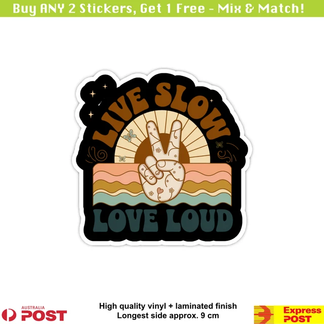Live Slow Retro Peace Hand Sticker Phone Decal Water Bottle Stickers ...