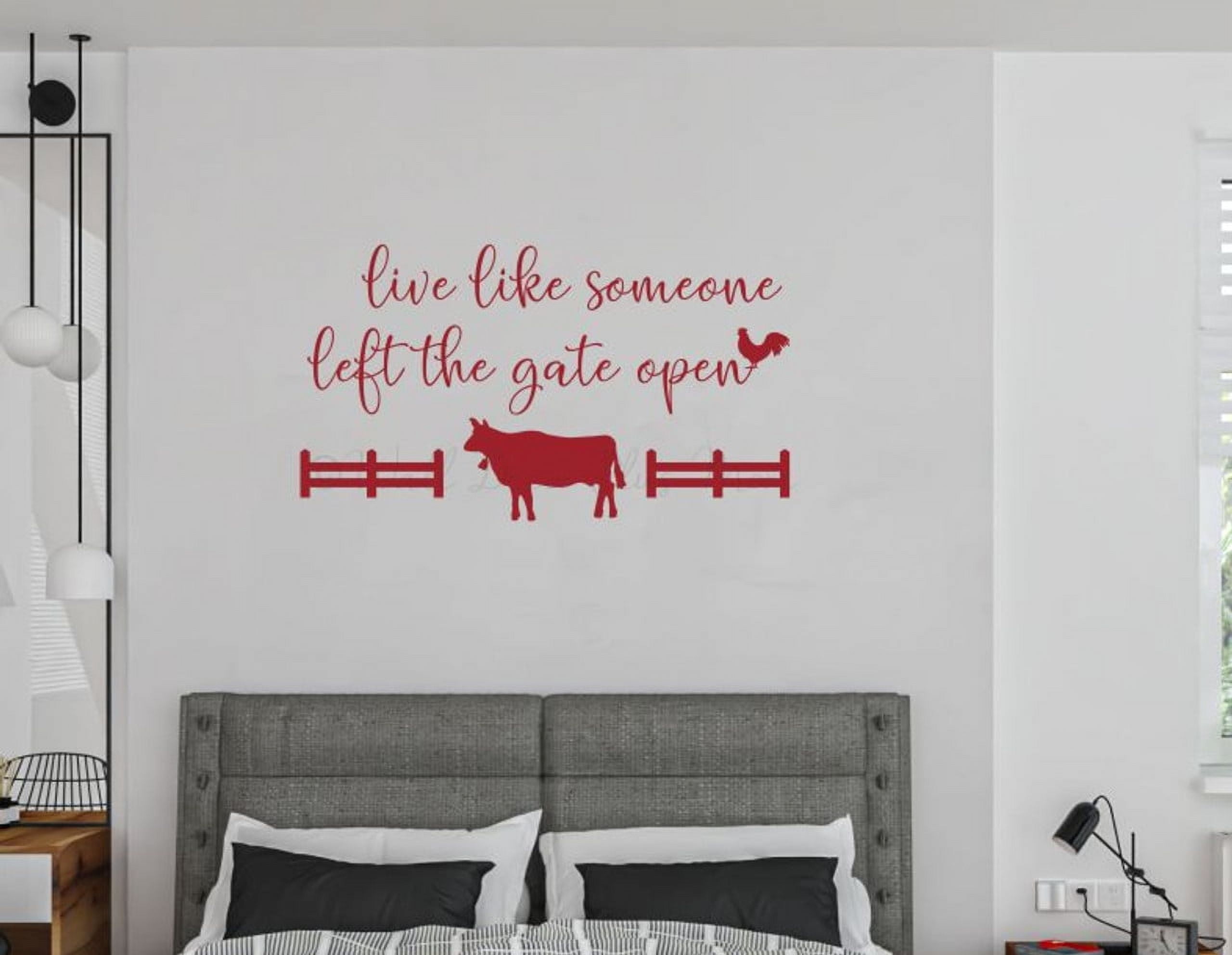 Live Someone Left Gate Open Cow Fence Rooster Farmhouse Wall Art ...