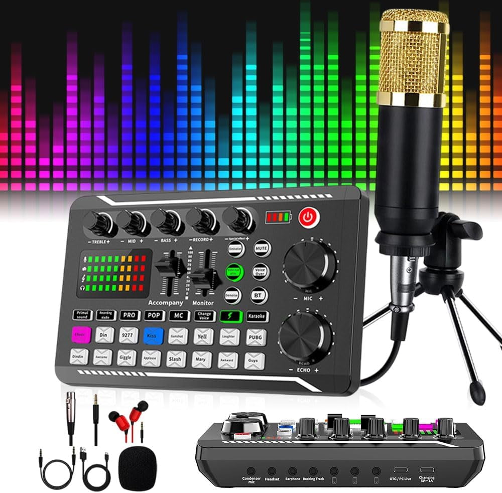 Live Sound Card with DJ Mixer Effects & Voice Changer, F998 Live Sound ...