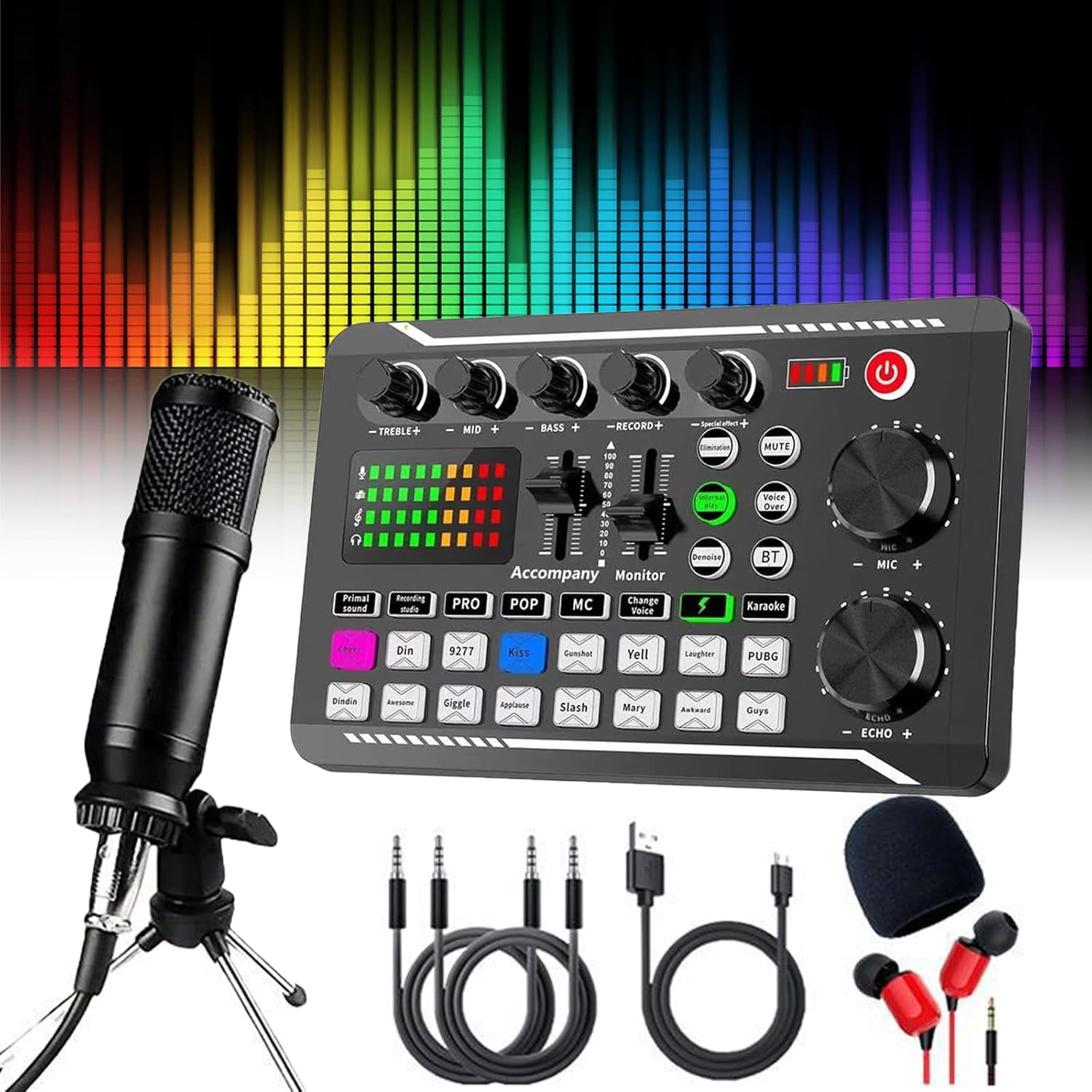 Live Sound Card with Dj Mixer Effects & Voice Changer, F998 Live Sound ...