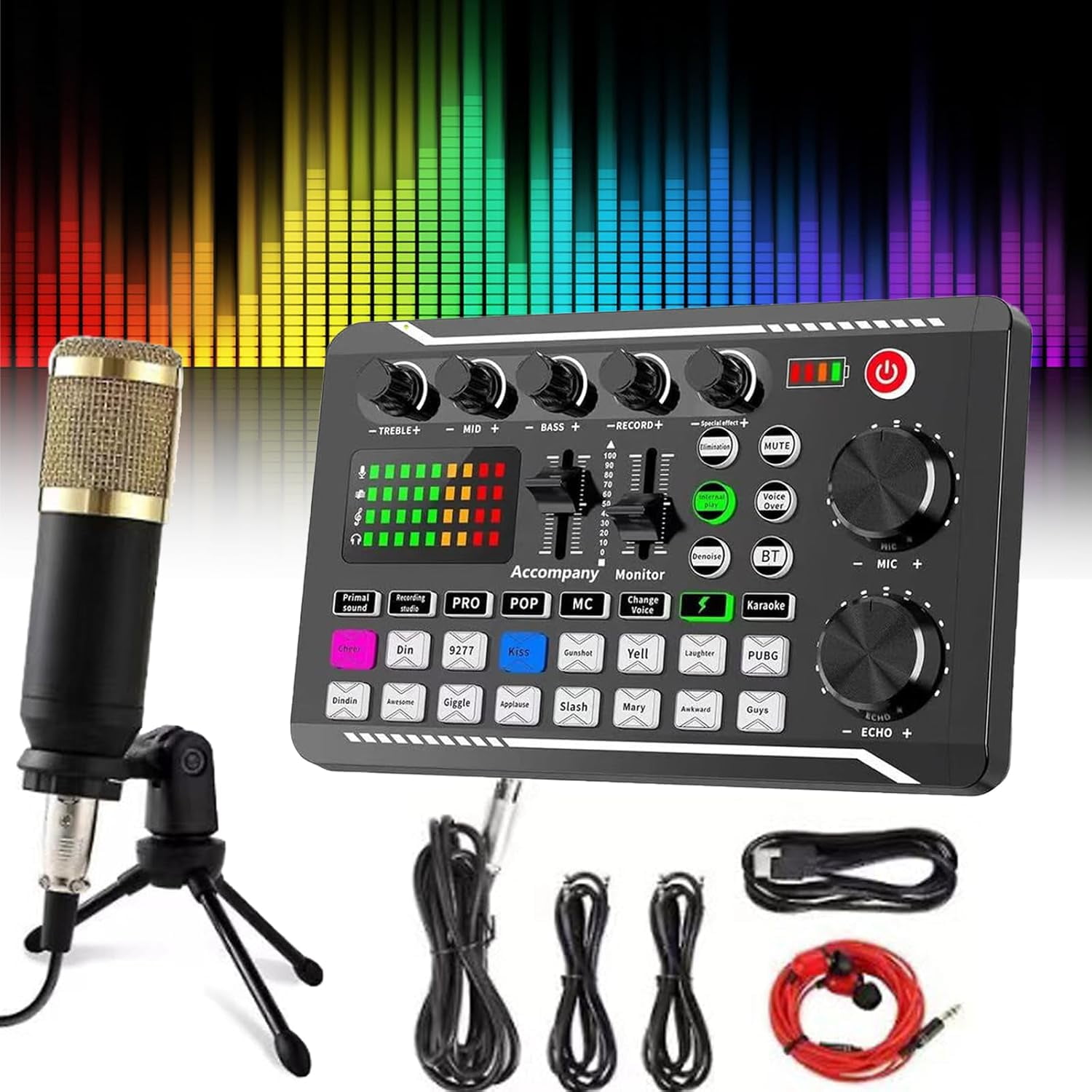 Live Sound Card with Dj Mixer Effects & Voice Changer, F998 Live Sound ...