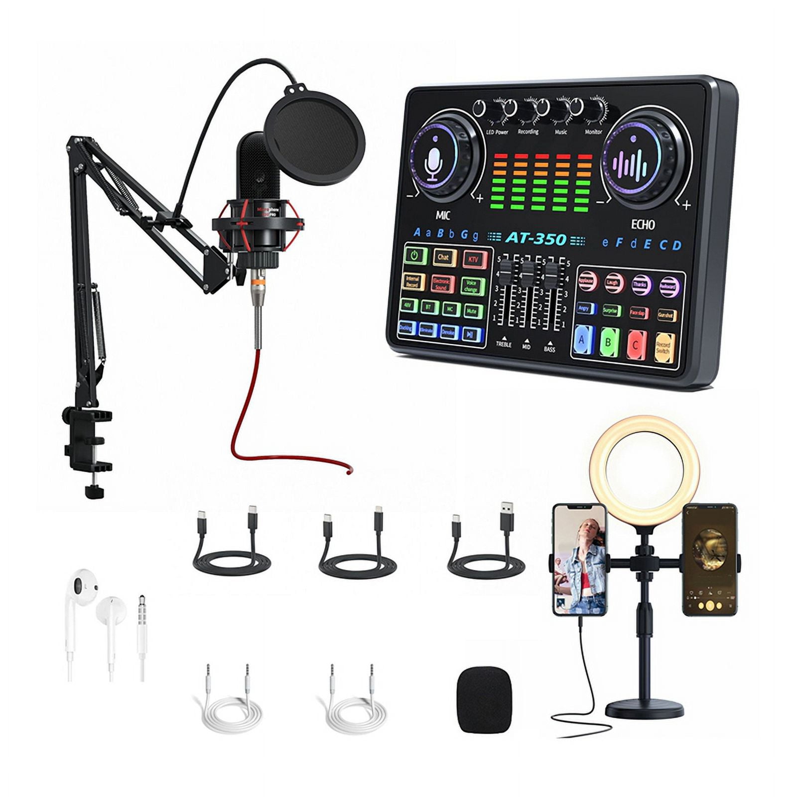 Live Sound Card Full Set of Equipment 48V Mobile Phone AT350 Sound Card ...