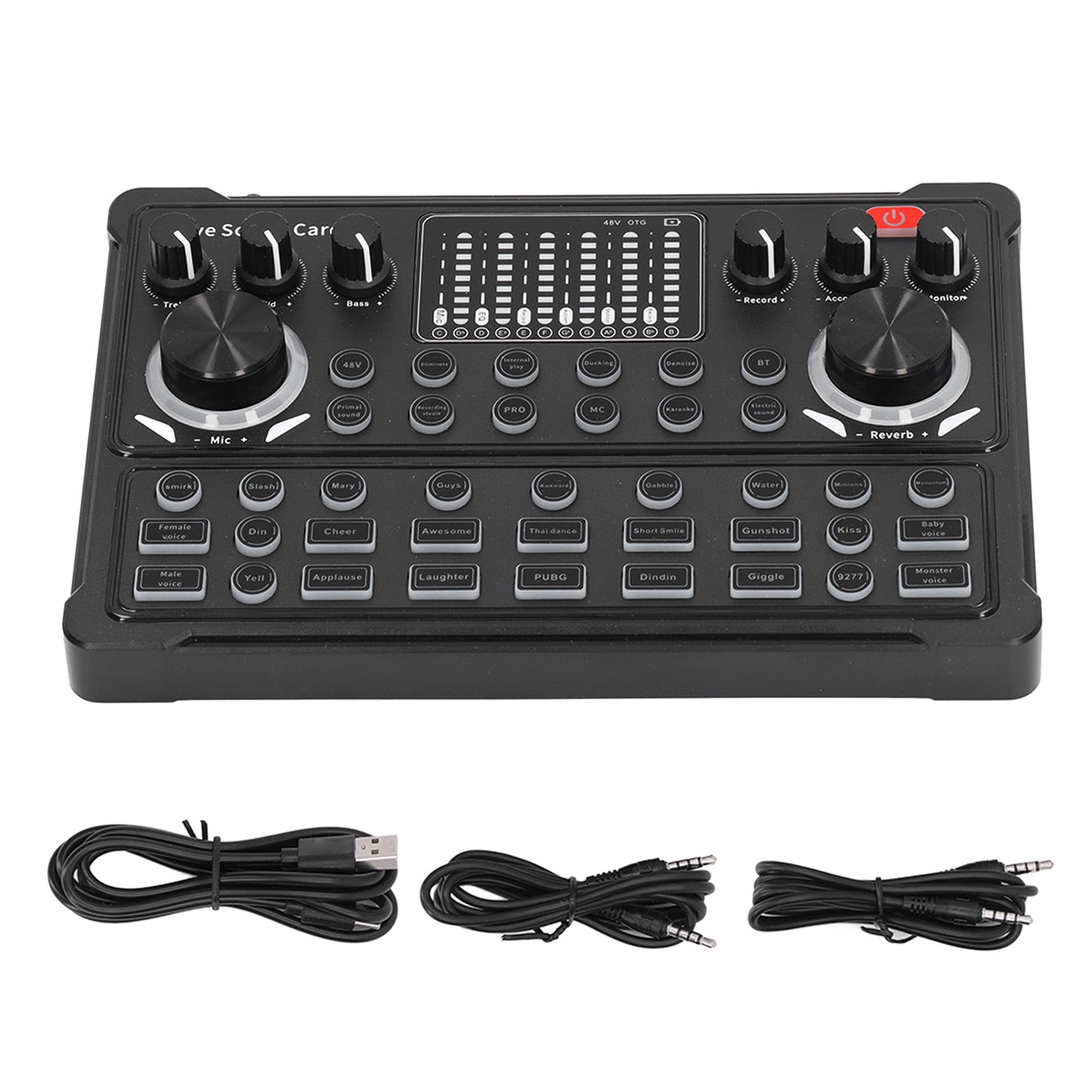 Live Sound Card Multifunctional DSP Noise Reduction LED Breathing Light ...