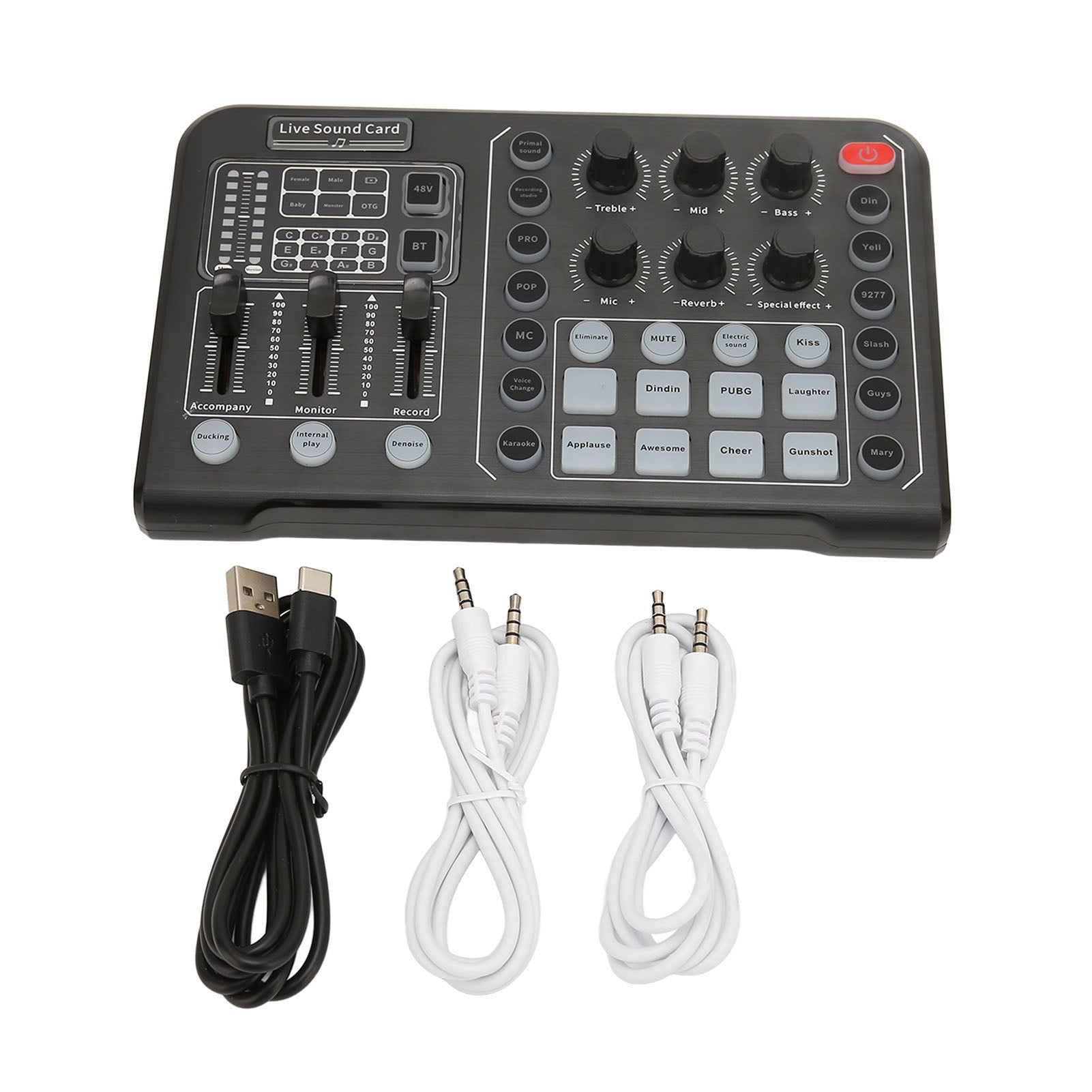 Live Sound Card Noise Reduction Plug and Play Voice Changer Sound Mixer ...